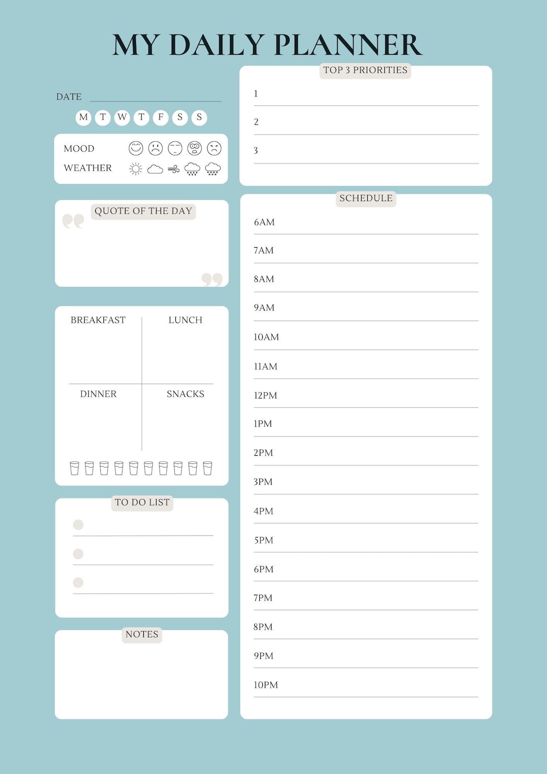 ADHD, Autism Daily Planner PDF Printable - Etsy
