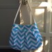 Blue Chevron Shoulder Bag // Medium Pleated Purse With Heavy Shap ...