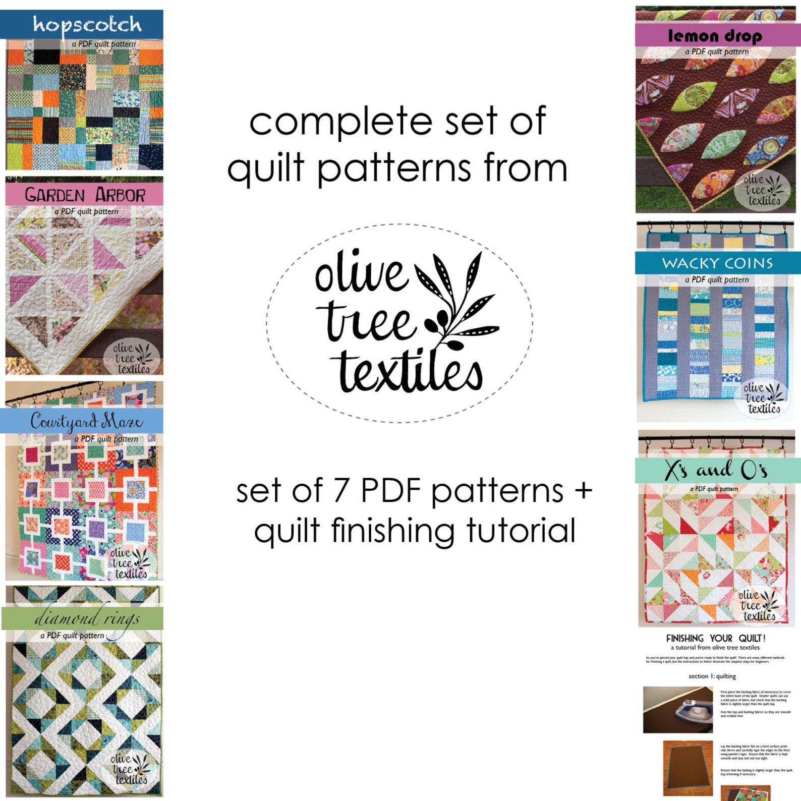 Complete PDF Set of Olive Tree Textiles Quilt Patterns // 7 Patterns ...