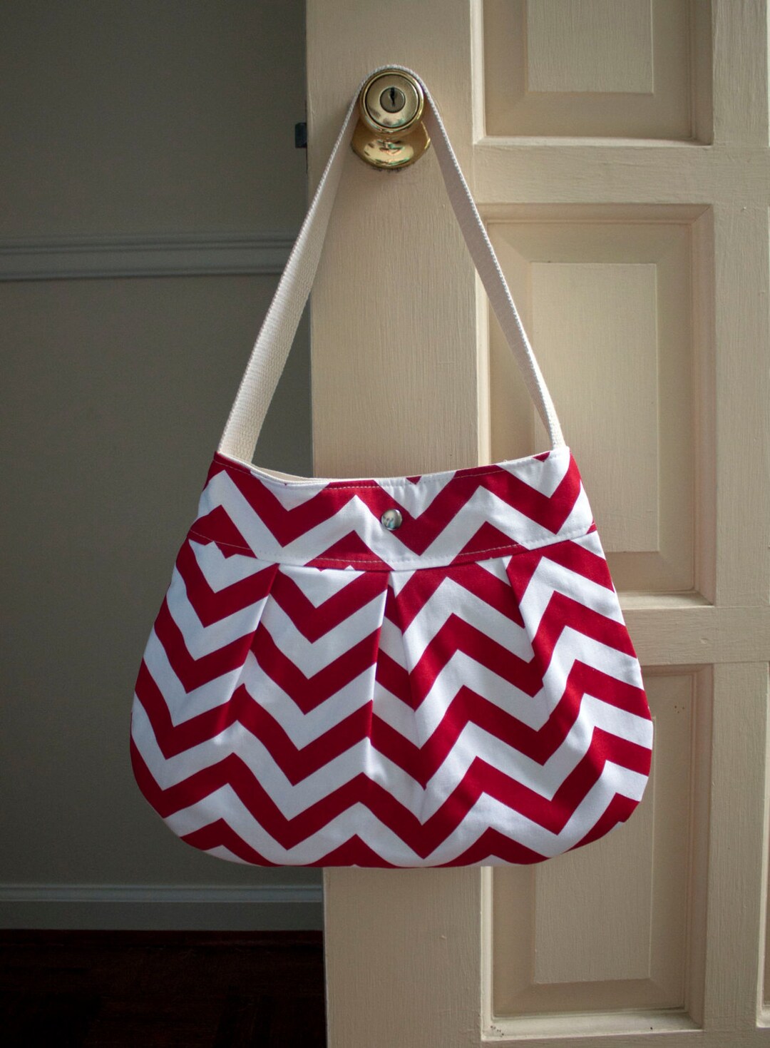 Red Chevron Shoulder Bag // Medium Pleated Purse // Gifts for Her ...