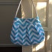 Blue Chevron Shoulder Bag // Medium Pleated Purse With Heavy - Etsy