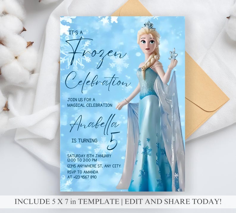 Frozen Birthday Invitation, Princess Elsa Anna Olaf Party Invite ...
