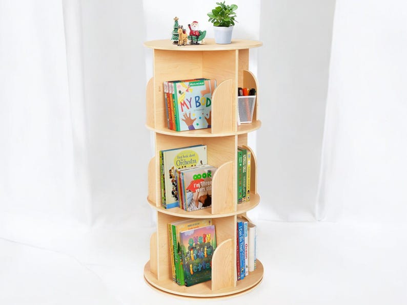 Kids Rotating Bookshelf-corner Bookshelf for Small Space, 360 Display 3 ...