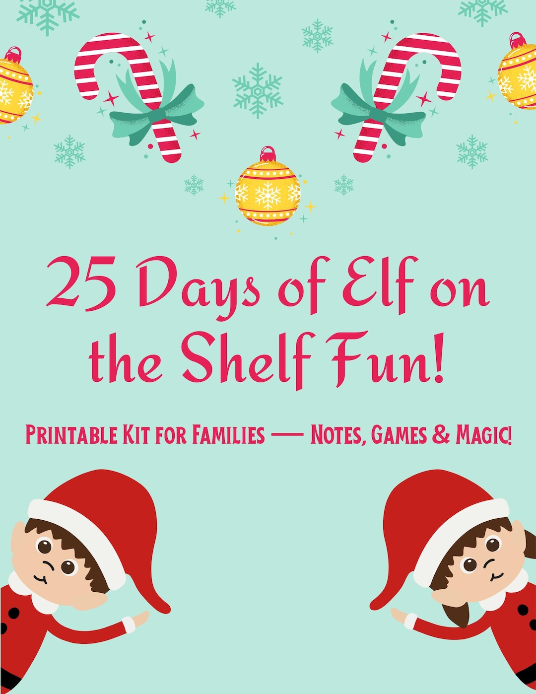 25 Day Elf Kit 2025, Best Seller Christmas Elf Activities Kit, Elf ...