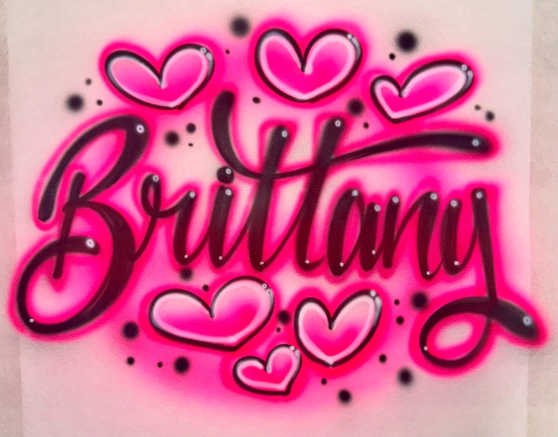 Airbrush T Shirt , Personalized , Hearts , Name Design - Etsy