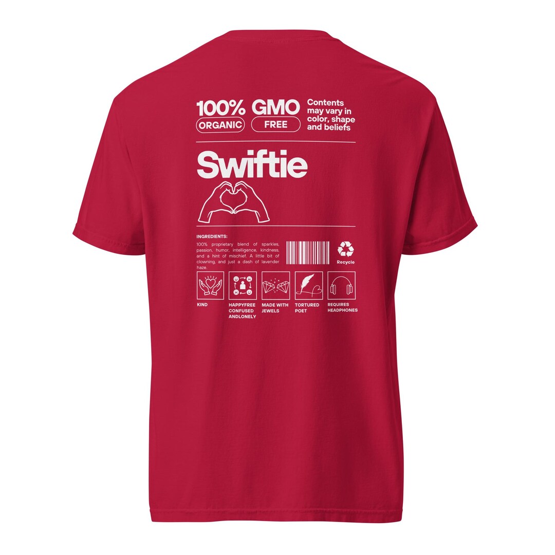 Swiftie Ingredients | Comfort Colors Tshirt | Funny | Swiftie | Heart ...