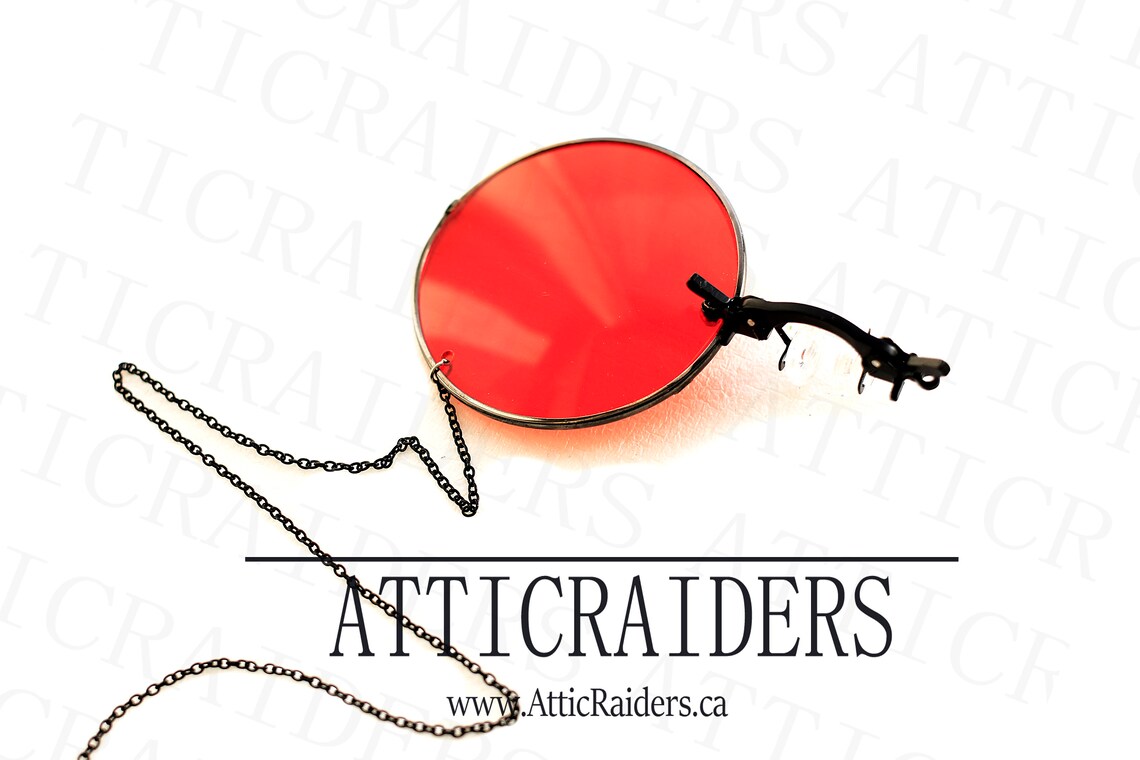Red Lens Monocle With Chain Darkest Academia Pince Nez - Etsy