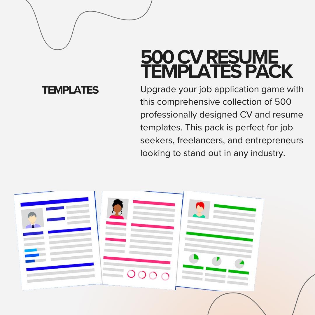 500 Resell Cv Resume Digital Templates Pack - Etsy