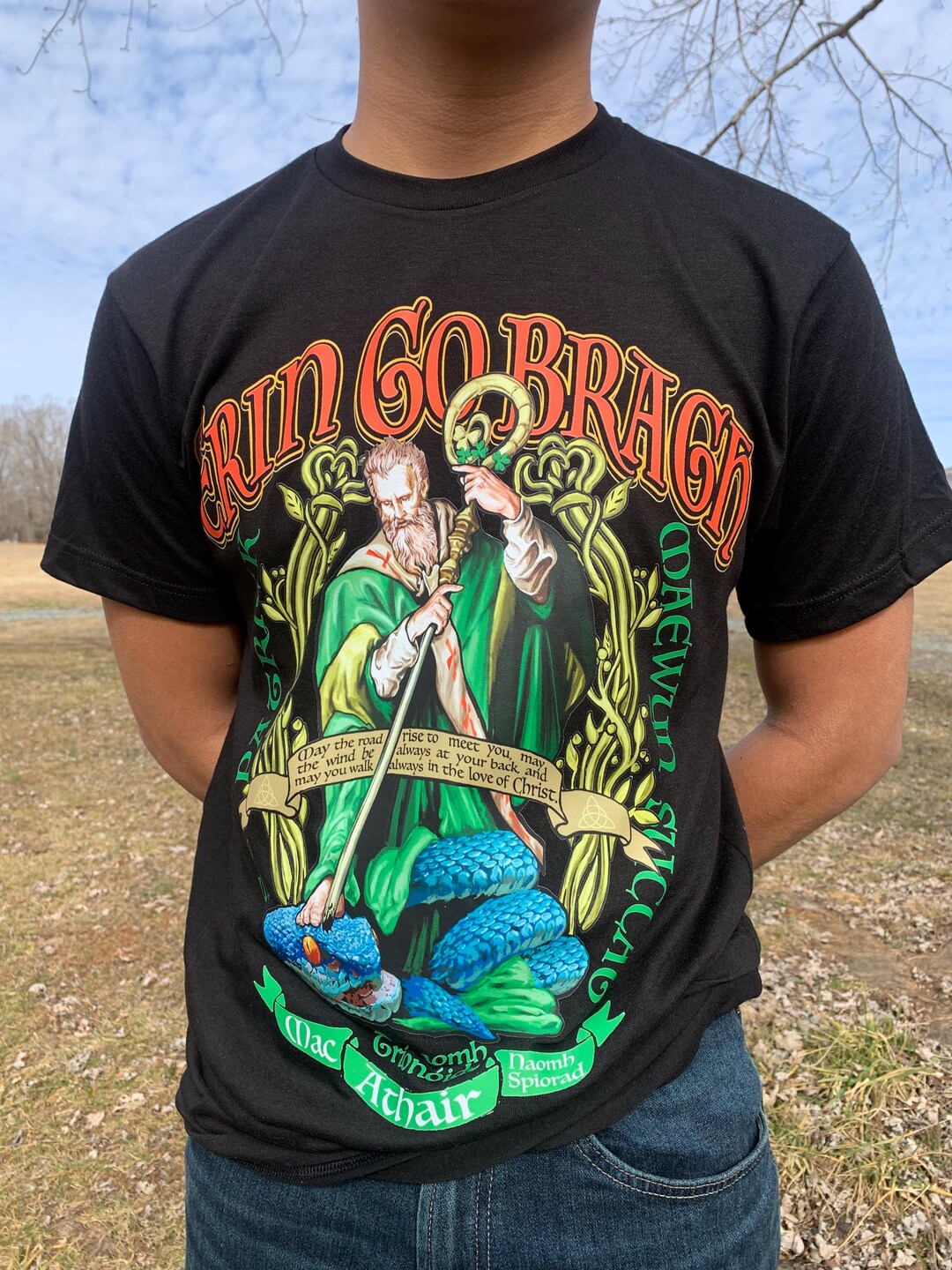 Erin Go Bragh St Paddys Day Graphic Tshirt St Patrick Slaying the ...