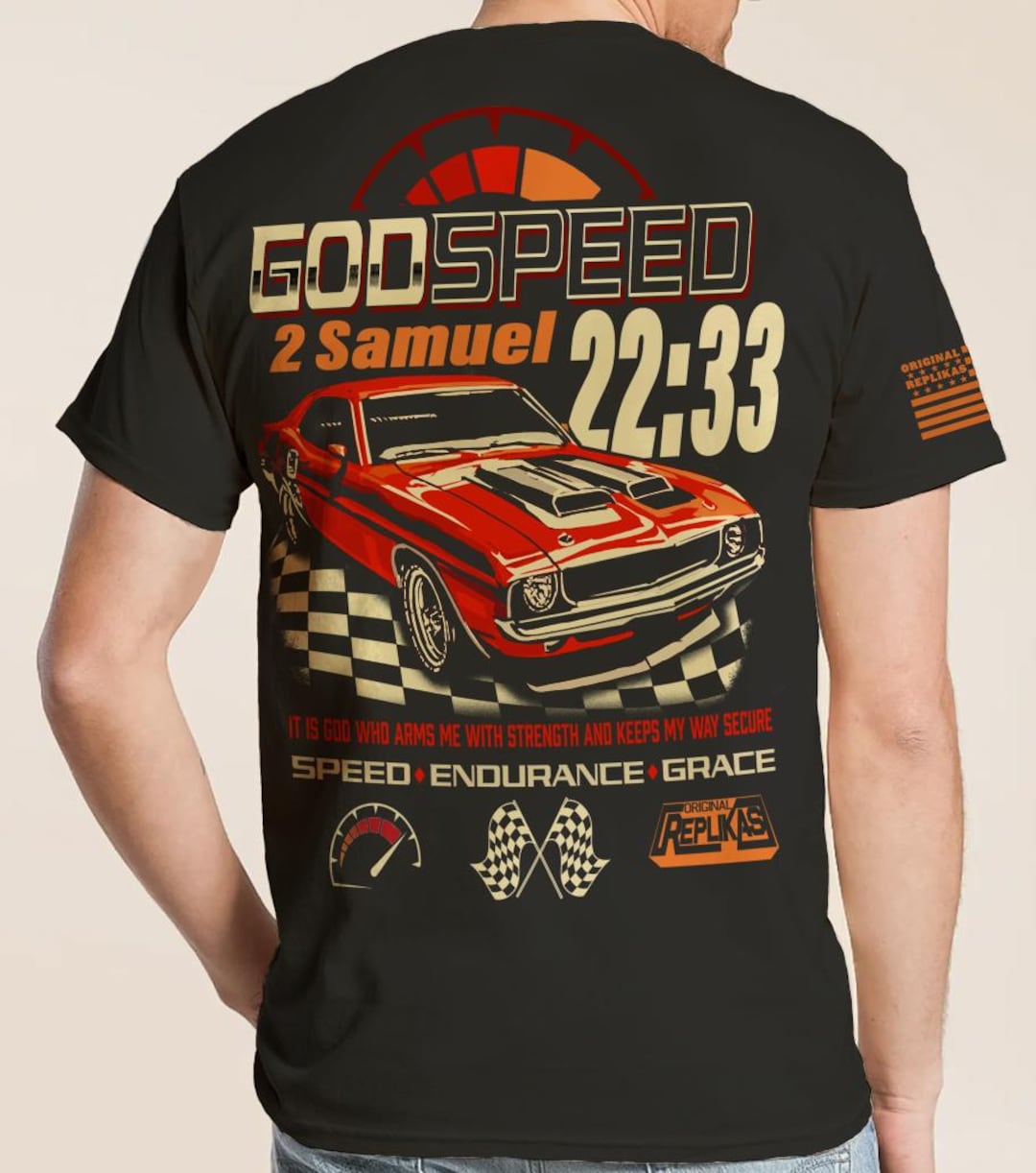 Godspeed Muscle Car T-shirt: Vintage Racing Flag, Christian Gift - Etsy