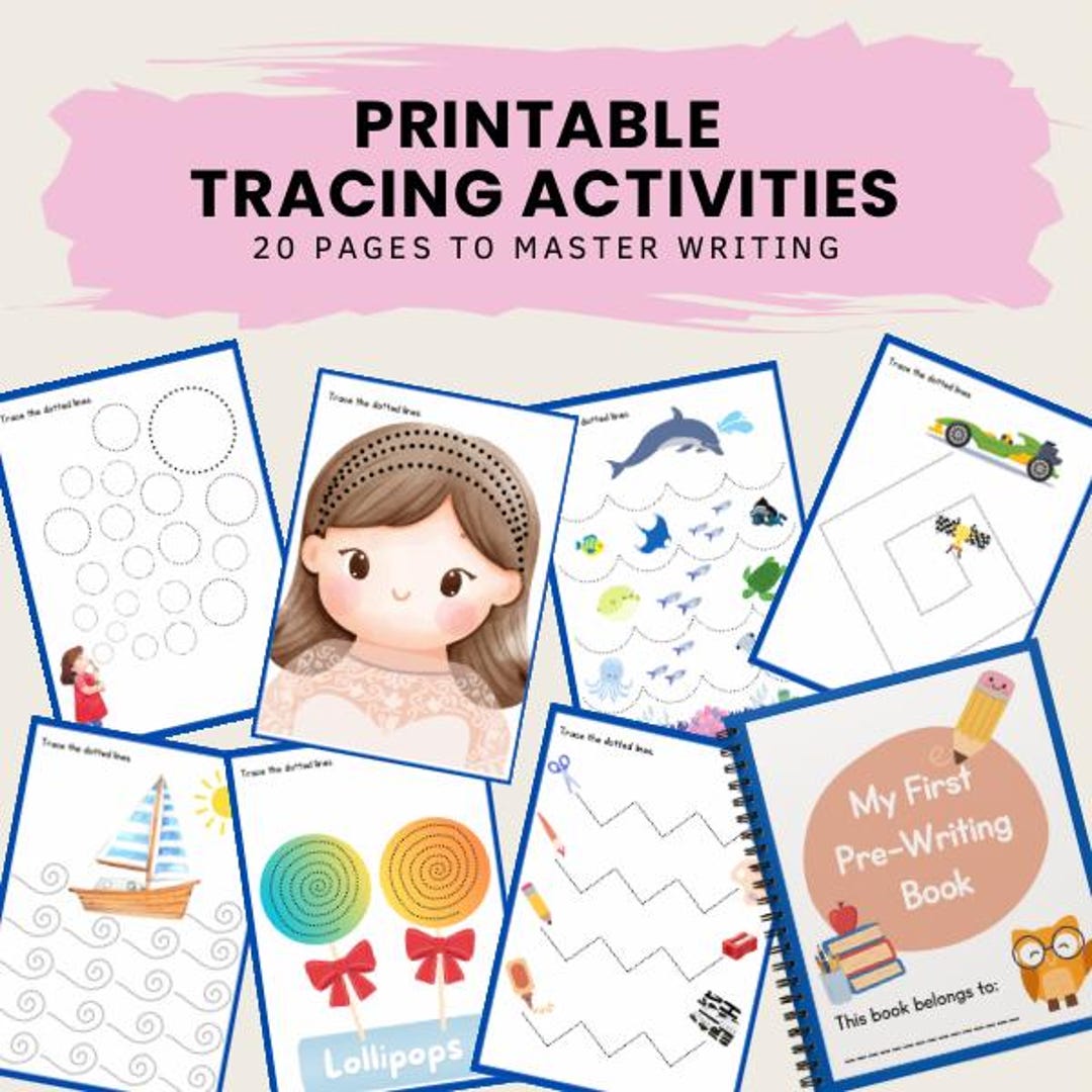 Printable Tracing Worksheets | A Head Start to Writing - Etsy