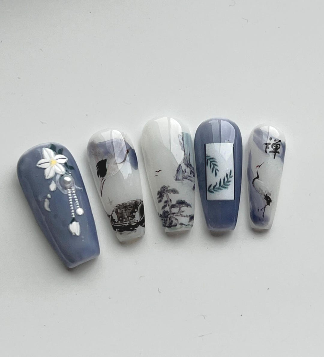 Eastern Scenery Nails 24pc Nail Set All Sizes Included Reusable Press ...