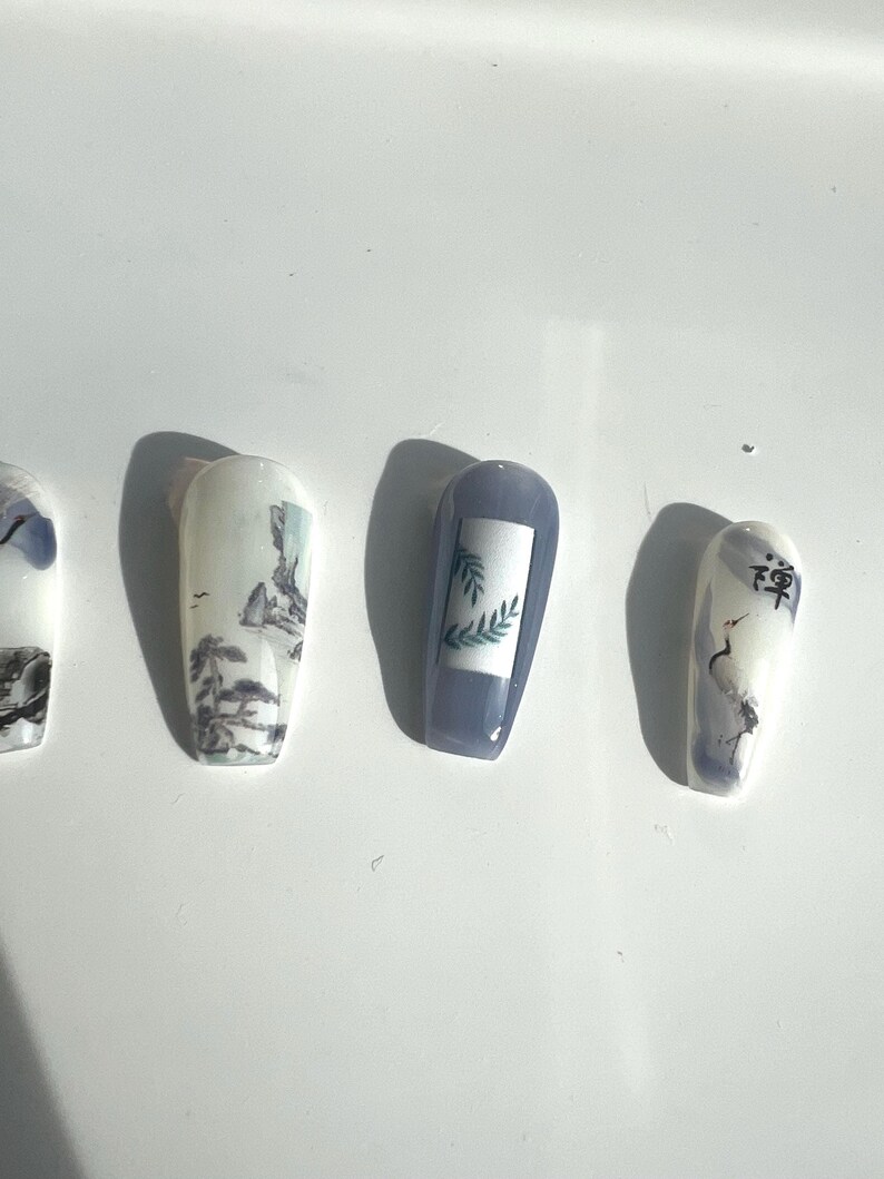 Eastern Scenery Nails 24pc Nail Set All Sizes Included Reusable Press ...