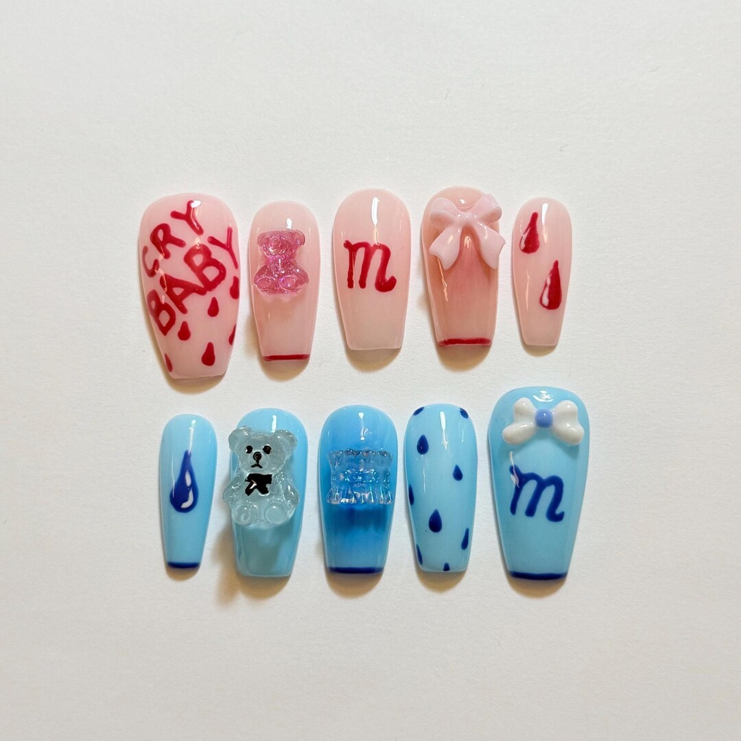Melanie Martinez Crybaby Press on Nails: Hand Painted Reusable False ...