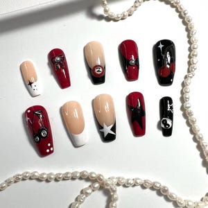 Billiards and Cherries 24pc Nail Set All Sizes Included Reusable ...