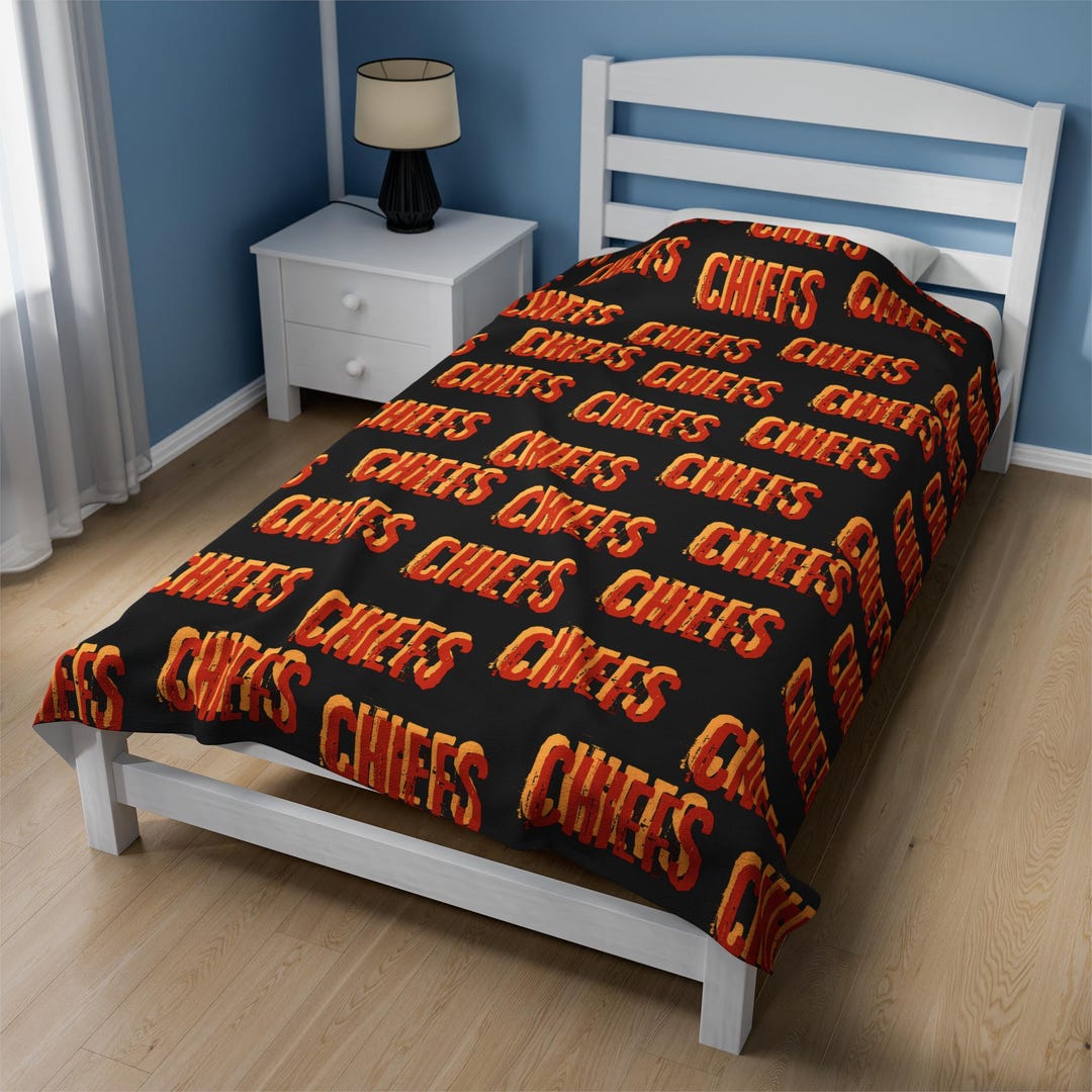 Kansas City Chiefs, Velveteen Plush Blanket, Red Kingdom, Black Chiefs ...
