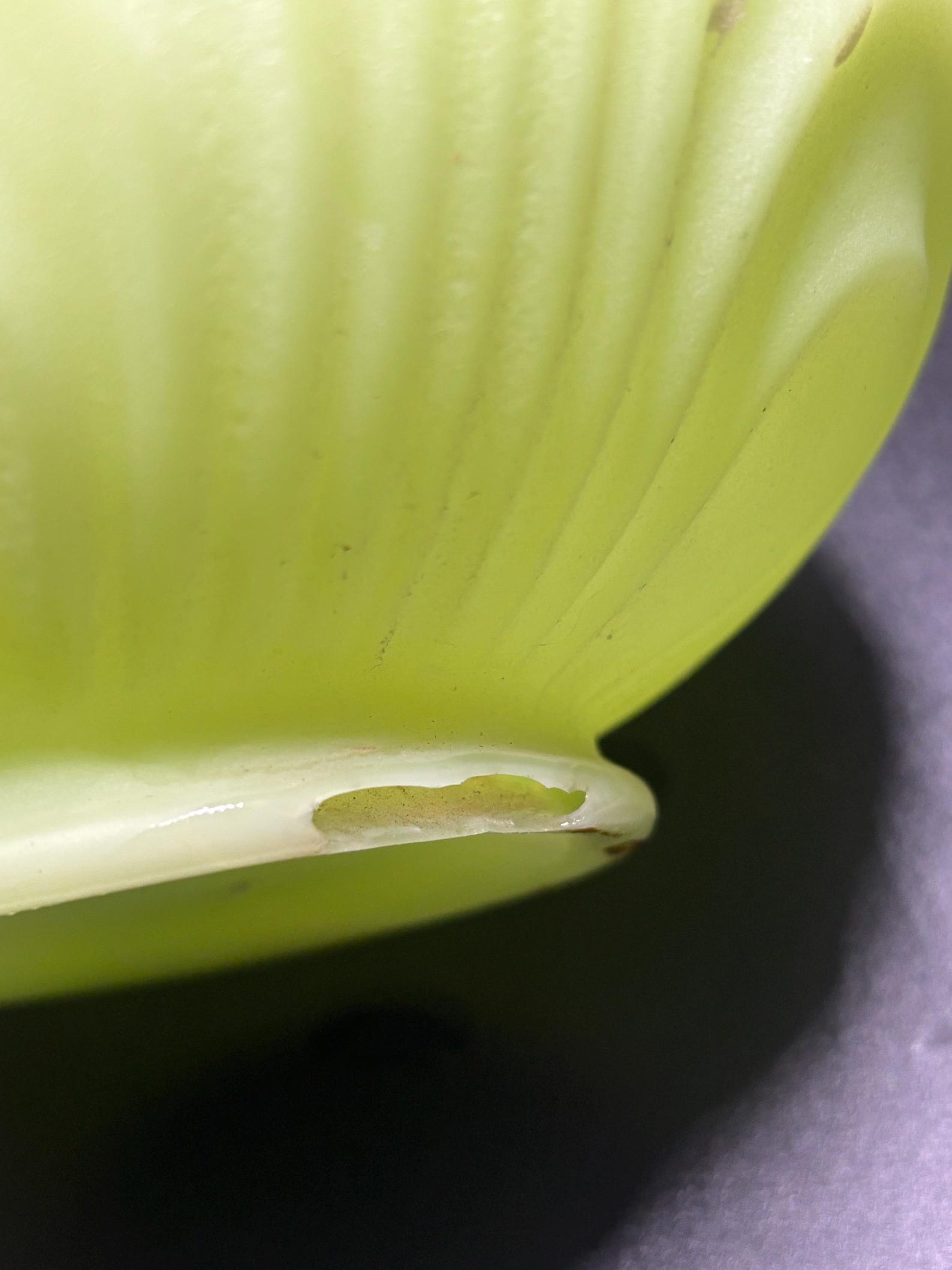 Vintage Fenton Art Glass Satin Finish Custard Vaseline Glass Drape Vase ...