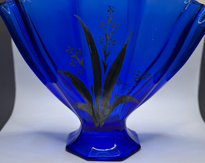Fenton Cobalt Blue Fan Vase - Etsy