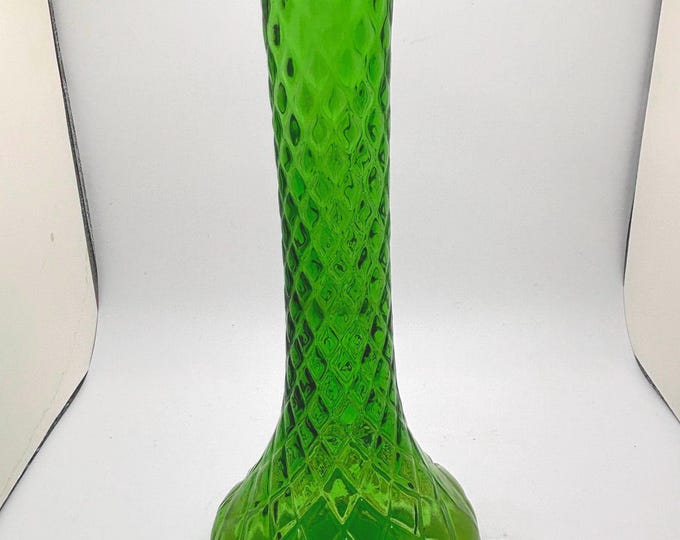 Vintage Emerald Green Glass Vase - Etsy