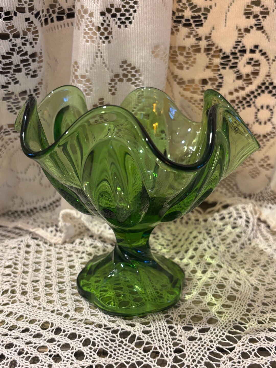 Avocado Green Glass Compote - Etsy