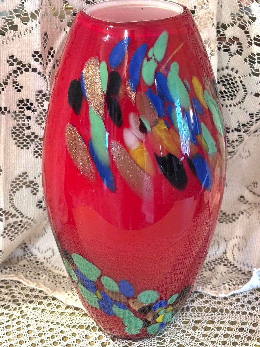 Murano Art Deco Splatter Glass Vase - Etsy