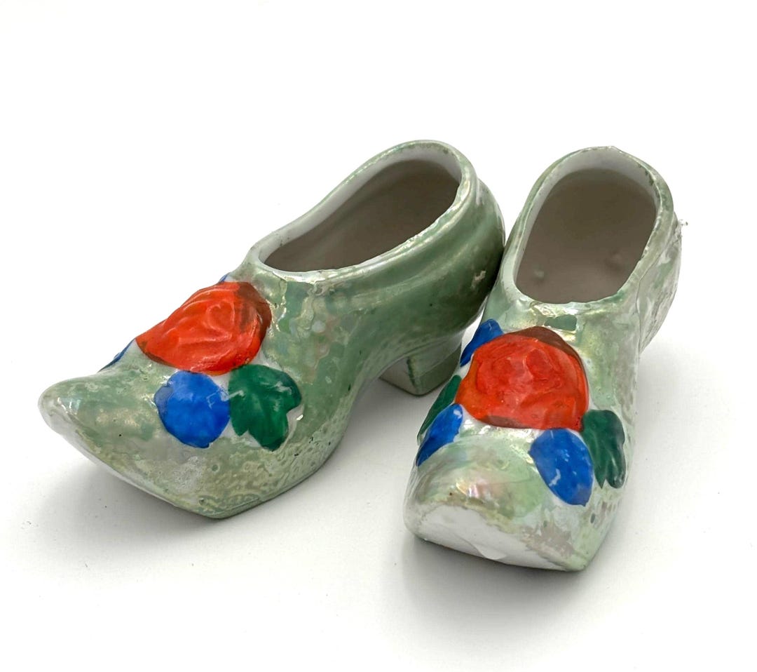 Lusterware Ceramic Dutch Shoe Figurines - Etsy