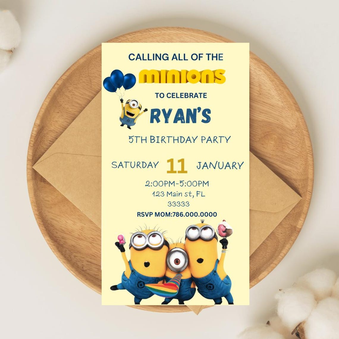 Minion Birthday Invitation, Yellow Minion Invitation, Minion Themed ...