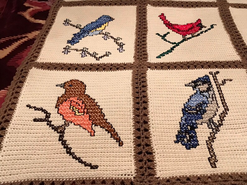 Birds Birds Birds - Crochet Afghan Blanket Throw - Beautiful Afghan ...