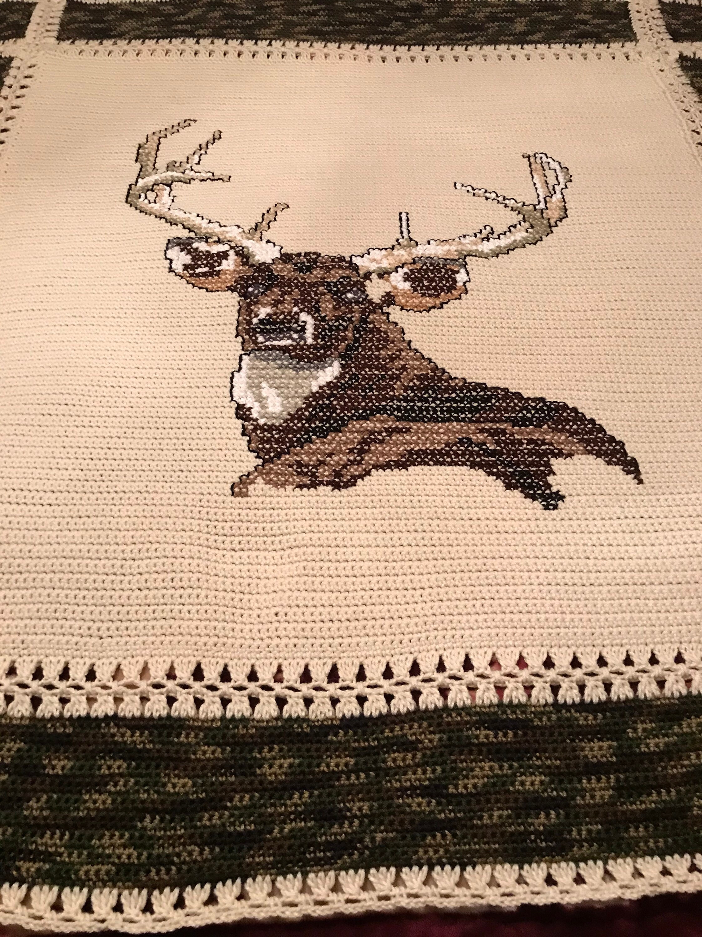 Deer - Mighty Stag Deer - Gorgeous - Crochet Afghan Blanket Throw - Etsy