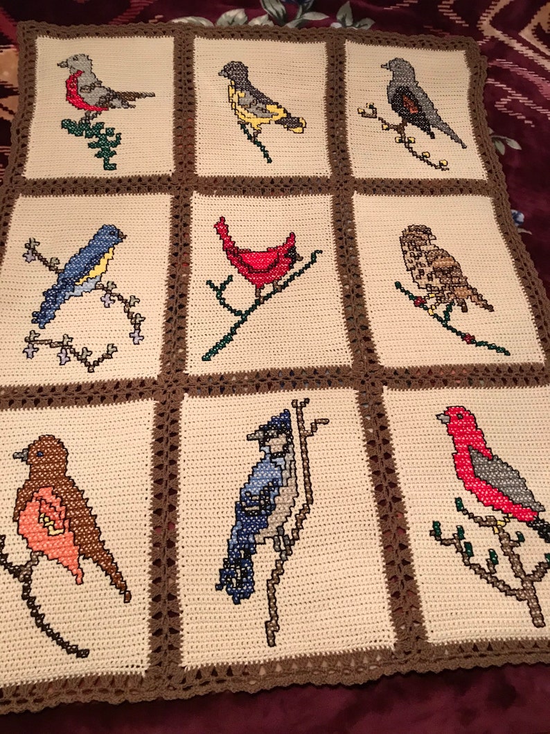 Birds Birds Birds - Crochet Afghan Blanket Throw - Beautiful Afghan ...