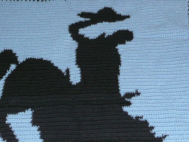 Rodeo Cowboy - Bronco Rider - Crochet Afghan Blanket Throw - Cowboy up ...