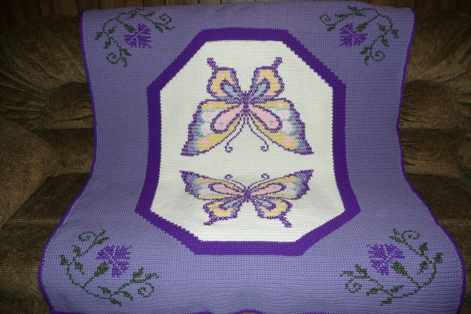 Lovely Lavender Butterfly Butterflies With Flower Trimming Crochet ...