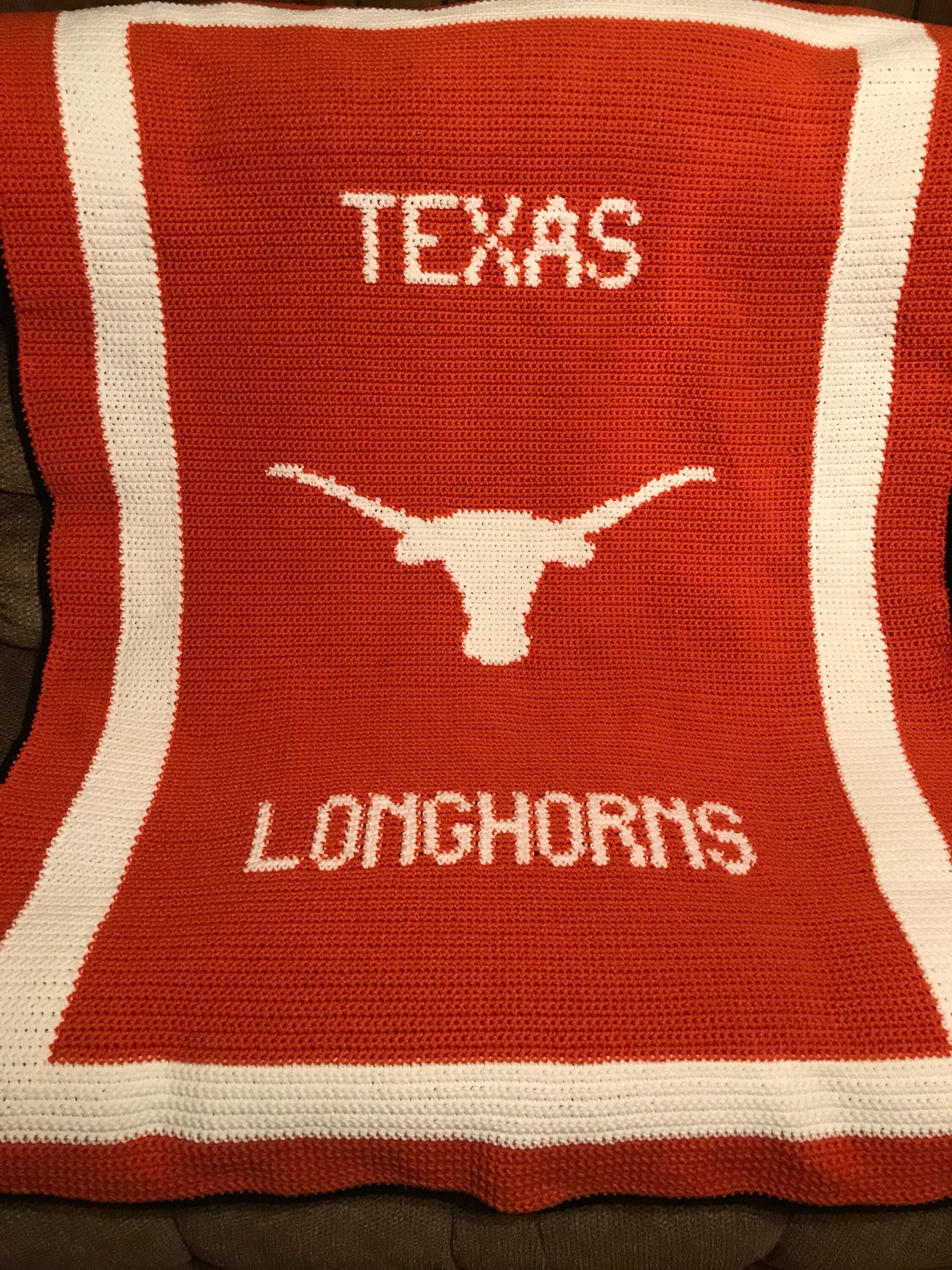 Texas Longhorns Texas Longhorns Crochet Blanket Throw Great for ...