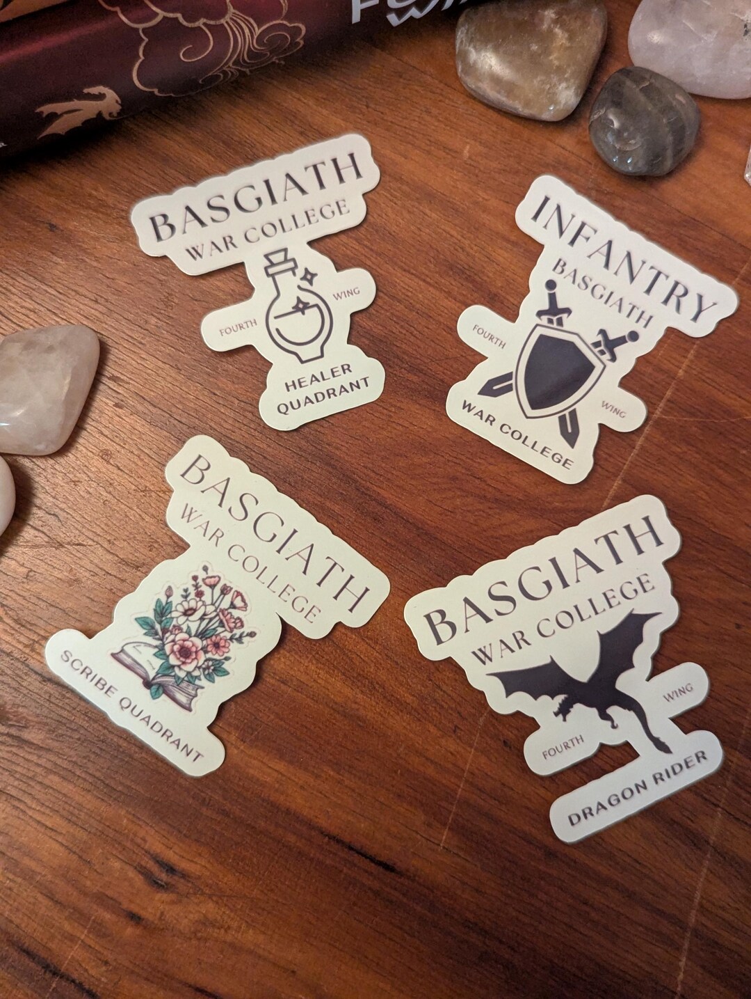 Fourth Wing Quadrant Stickers Set of Four, Dragon Rider, Healer, Scribe ...