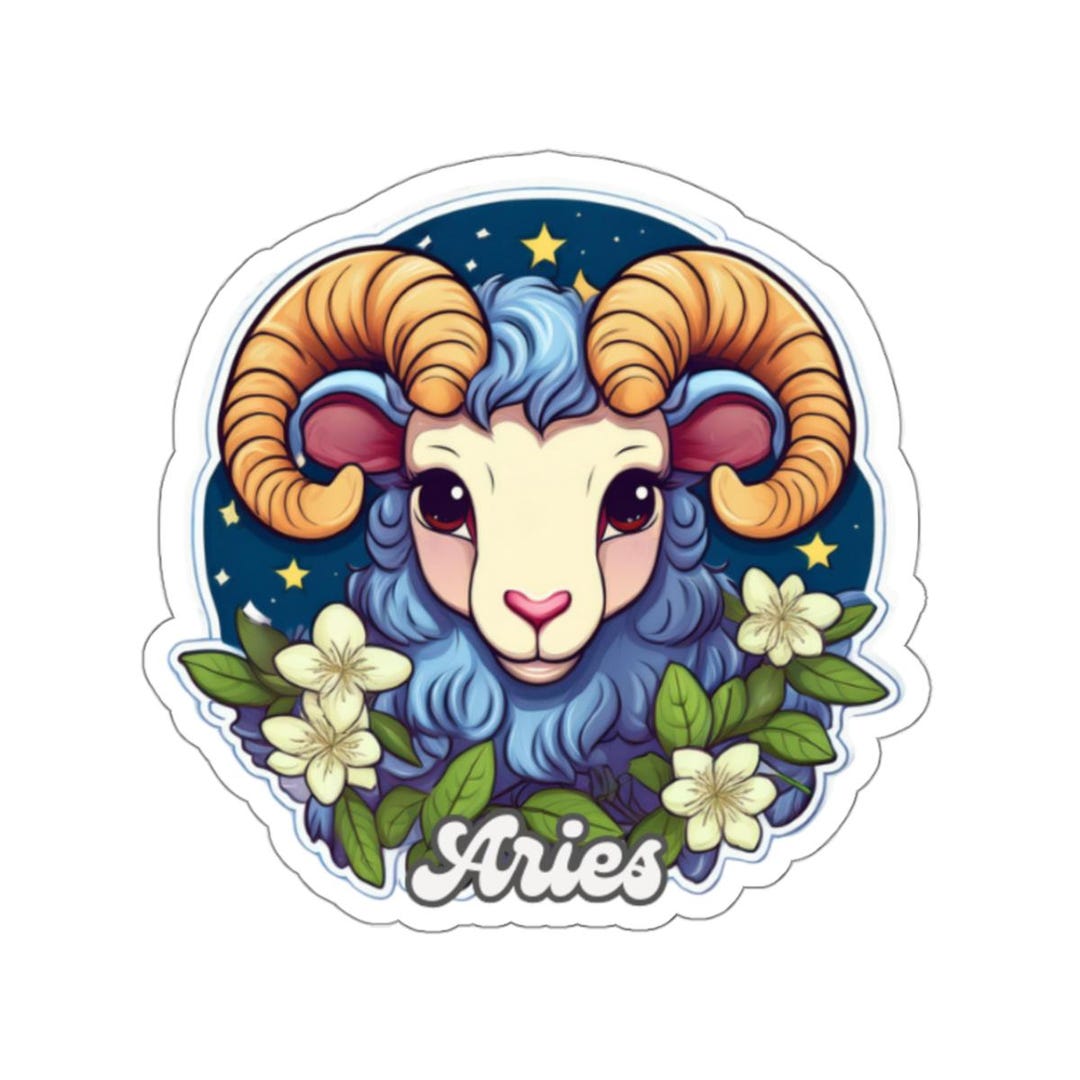 Zodiac Aries Sticker With Honeysuckles Die-cut Stickers, Astrology ...