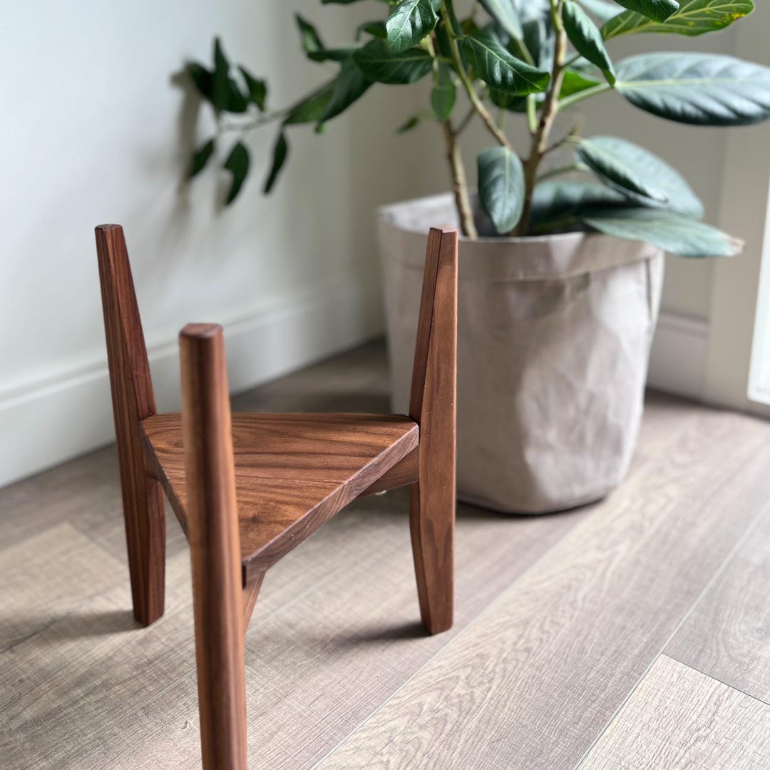 14'' Low Walnut Plant Stand | Handmade in Canada | Indoor Plant Holder ...