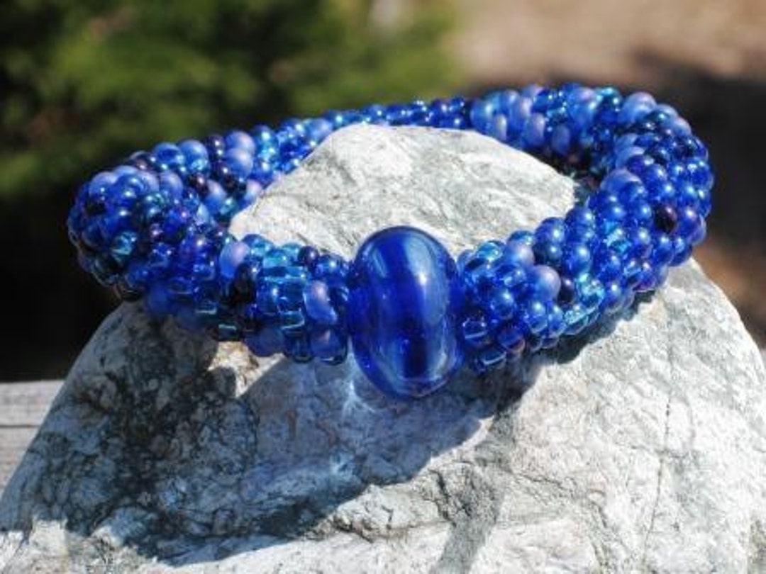 Blue Moon Bead Crochet Bracelet.........free SHIPPING........... - Etsy