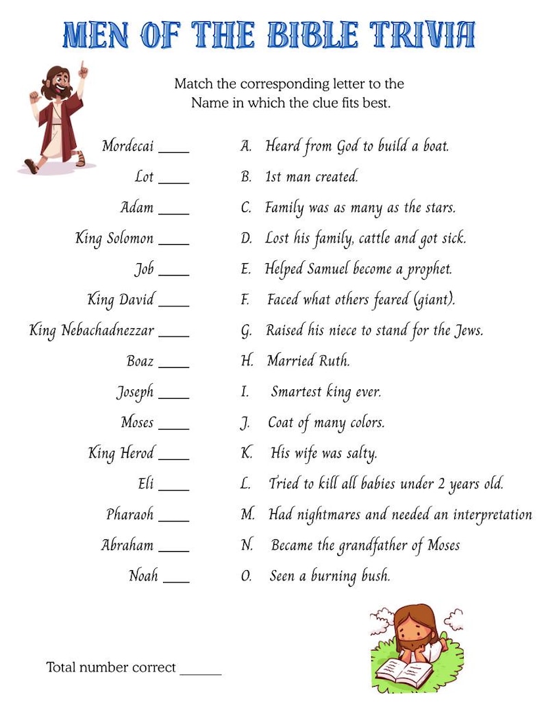 Men of the Bible Trivia Game | Christian Homeschool and Sunday School ...