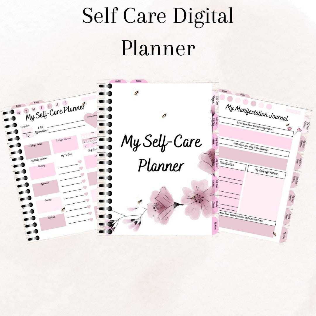 Self Care Digital Planner, Trackers, Daily Goals, Monthly Goals ...