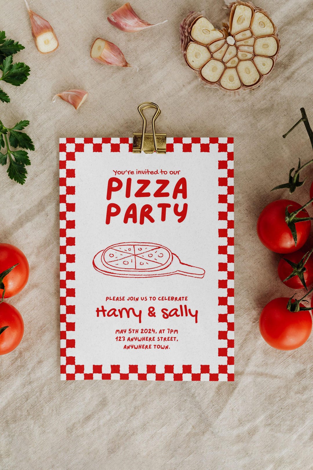 Pizza Party Invite, Pizza Party Rehearsal Dinner, Italian Dinner Party ...