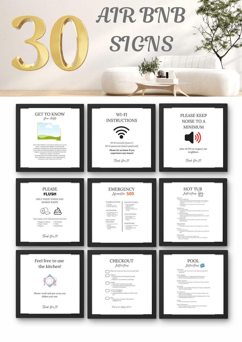Editable Airbnb House Rules Sign, Printable Vacation Rental Guest Info ...