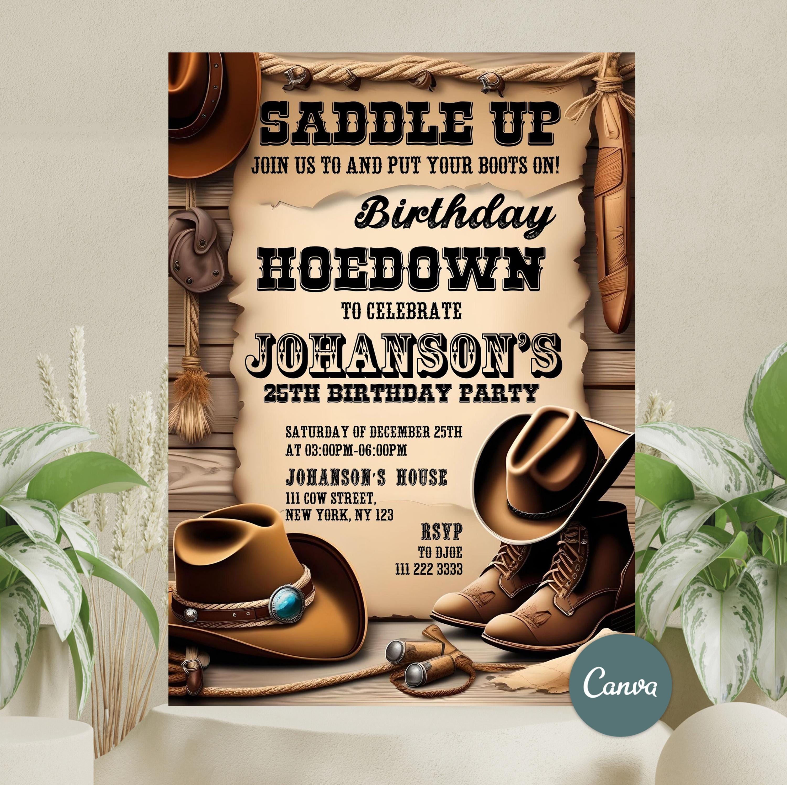 Country Western Invitation, Cowboy Birthday Invitation,saddle up and ...