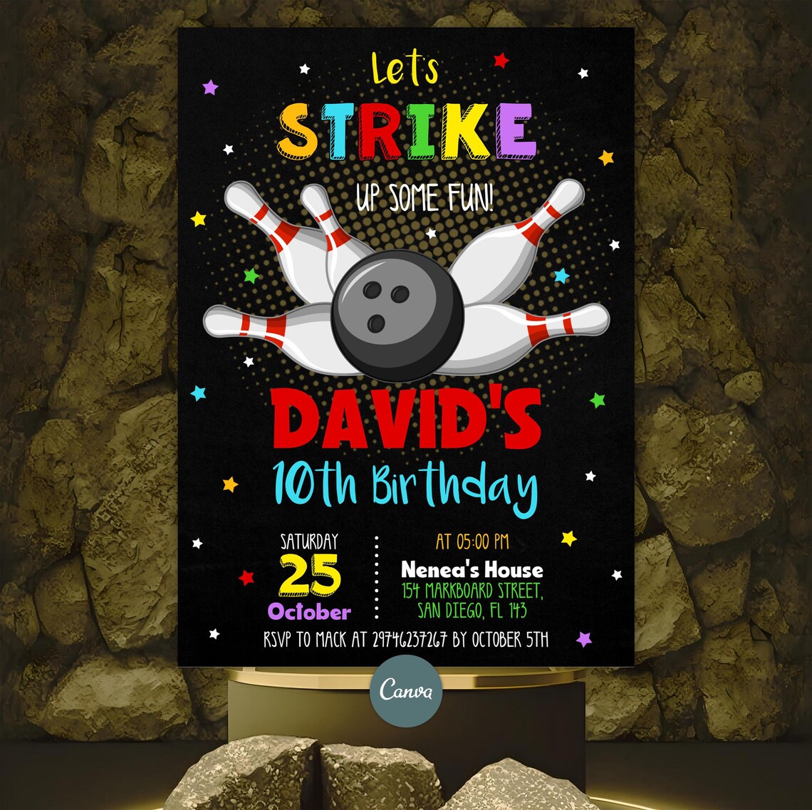 Bowling Birthday Invitation, Let's Strike up Some Fun, Kids Bowling ...