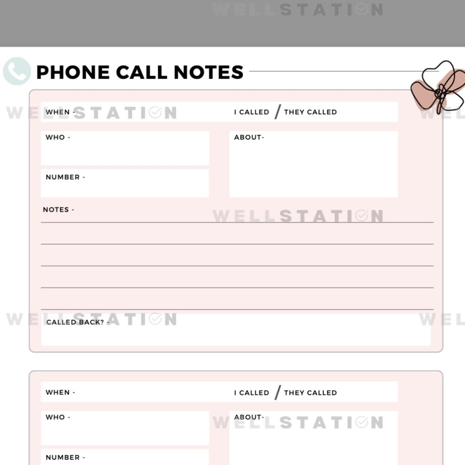 Phone Call Notes- Downloadable/ Printable PDF - Etsy