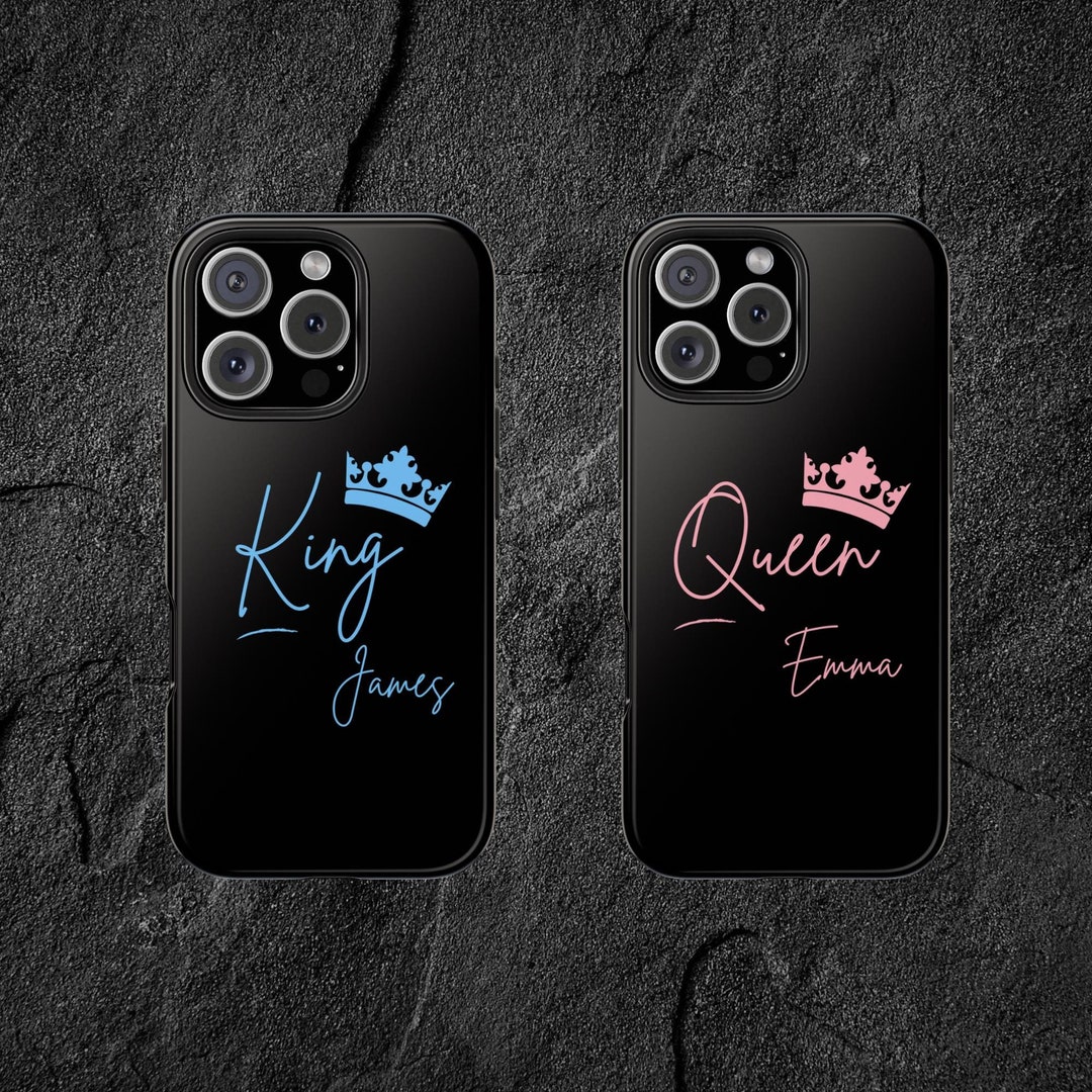 Personalized King & Queen Phone Cases for Couples, Custom Name Covers ...