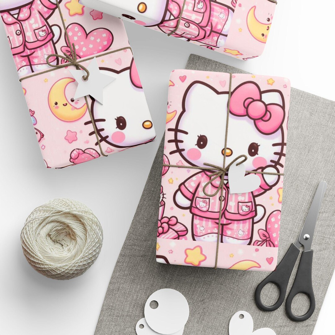 Cute Hello Kitty Wrapping Paper, Kawaii Gift Wrap for Birthdays ...