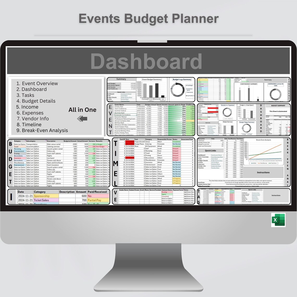 Event Budget Planner: Comprehensive Excel Template (digital Download ...