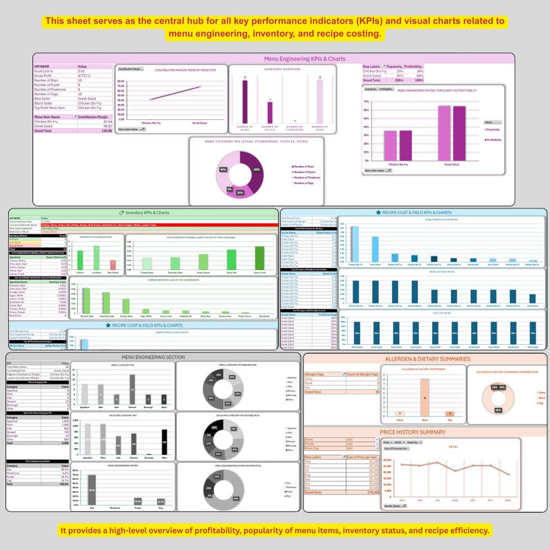 Recipe Costing & Menu Engineering Excel Template: Food Cost Analysis ...
