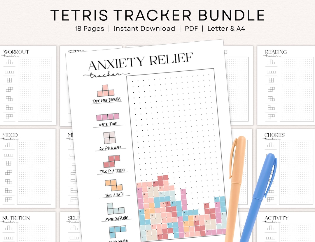 Tetris Tracker Bundle, Habit Tracker Printable, Coloring Tracker, Pre ...