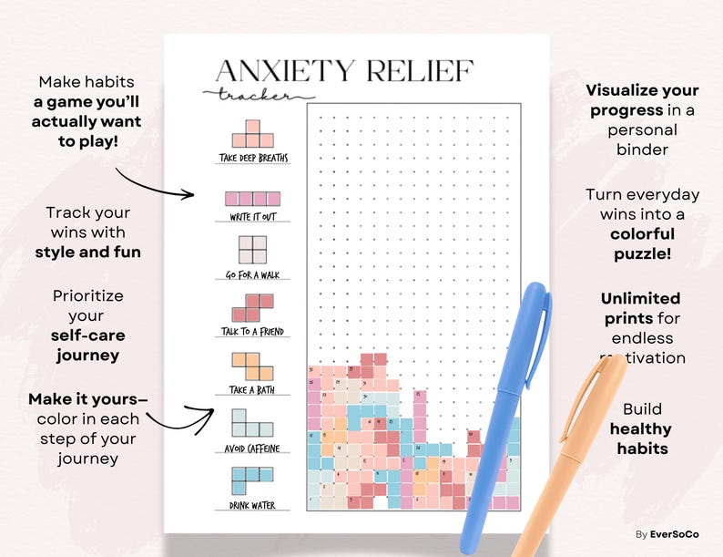 Tetris Tracker Bundle, Habit Tracker Printable, Coloring Tracker, Pre ...